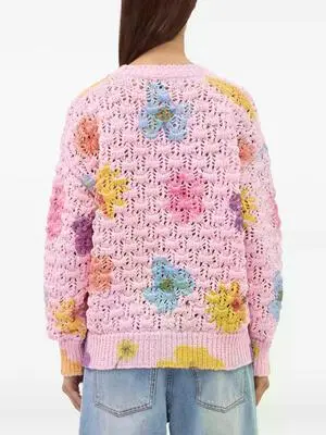MSGM Floral-embellished Knit Sweater - Pink