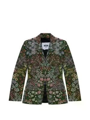 MSGM Floral-pattern Single-breasted Blazer - Green