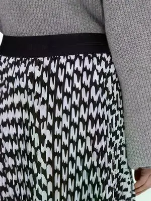 MSGM Printed Midi Pleated Skirt - Black