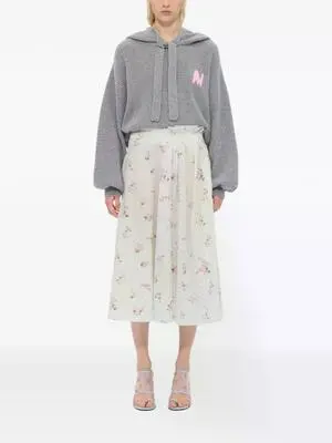 MSGM Floral-print Pleated Midi Skirt