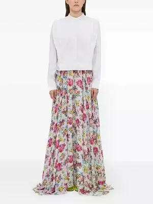 MSGM Floral Pleated Maxi Skirt
