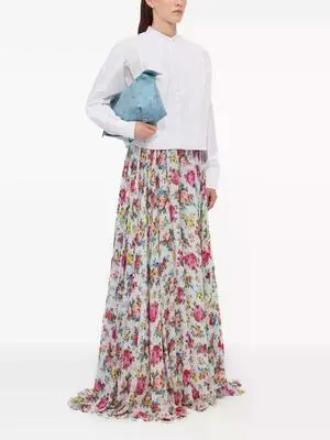 MSGM Floral Pleated Maxi Skirt