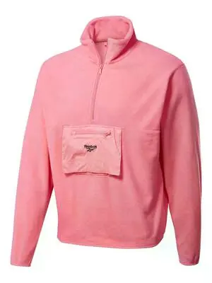 REEBOK Half Zip Fleece Sweatshirt - Pink