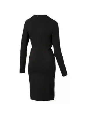 PUMA Logo-print Long-sleeve Midi Dress - Black