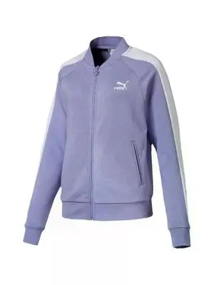 PUMA Zip Striped Track Sweatshirt - Purple