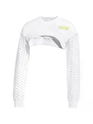 PUMA Cropped Mesh Sleeve Sweatshirt