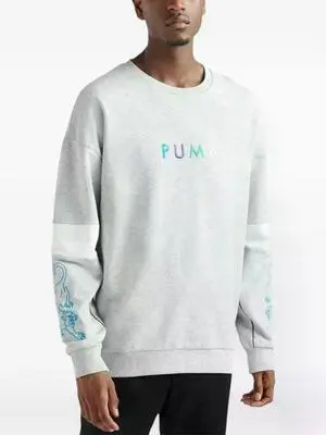 PUMA Crewneck Sleeve Panelled T-shirt - Grey