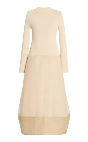 Simkhai Maril Textile-blocked Midi Dress - Tan
