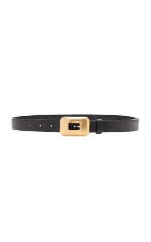 Balenciaga Clicca Leather Belt With Gold Tone Buckle - Black