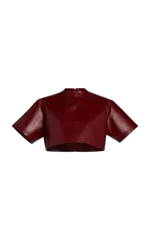Balenciaga Cropped Lambskin Leather T-shirt