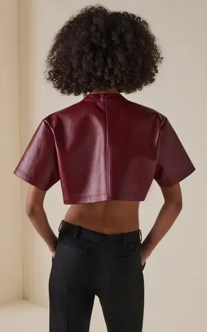 Balenciaga Cropped Lambskin Leather T-shirt