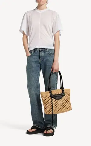 Balenciaga Le City Medium Raffia Basket Bag