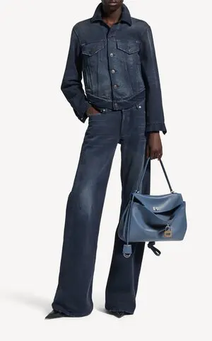 Balenciaga Rodeo Medium Leather Top Handle Bag - Blue