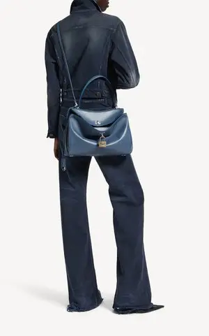 Balenciaga Rodeo Medium Leather Top Handle Bag - Blue