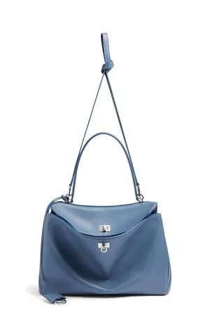 Balenciaga Rodeo Medium Leather Top Handle Bag - Blue