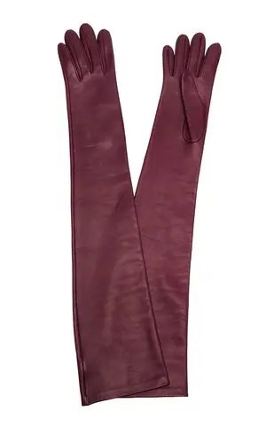 Balenciaga Long Leather Gloves - Burgundy