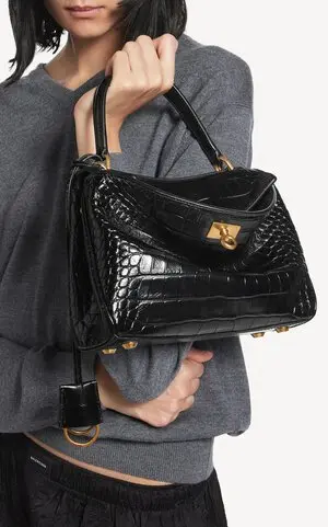 Balenciaga Rodeo Mini Croc-effect Leather Top Handle Bag