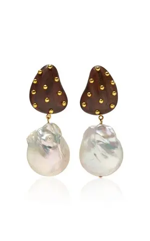 LIZZIE FORTUNATO Orbit Earrings In Pearl - Brown