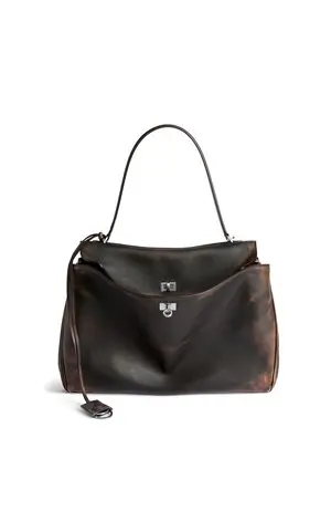 Balenciaga Rodeo Large Leather Top Handle Bag - Brown