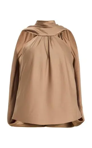 Simkhai Scarlett Satin Cape Top - Tan