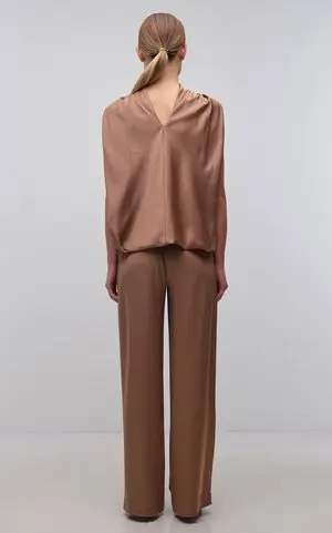 Simkhai Satin Cape Top - Tan