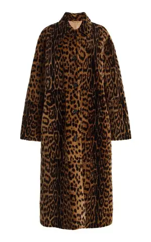 NILI LOTAN Davelle Shearling Overcoat - Brown