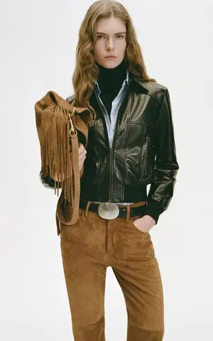 NILI LOTAN Joan Suede Straight-leg Pants