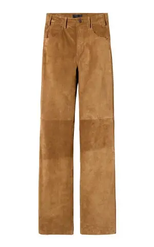 NILI LOTAN Joan Suede Straight-leg Pants - Brown