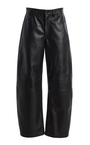 NILI LOTAN Leather Wide-Leg Trousers