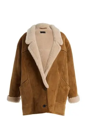 NILI LOTAN Noelle Shearling Coat - Tan