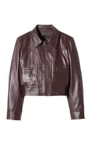 NILI LOTAN Charly Leather Jacket - Burgundy