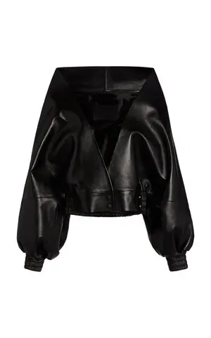 Balenciaga Lightweight Leather Wrap Jacket - Black