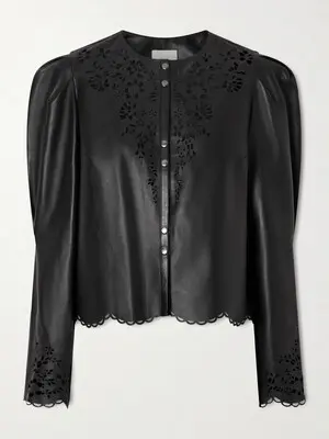 Isabel Marant Nerida Laser-cut Leather Jacket - Black