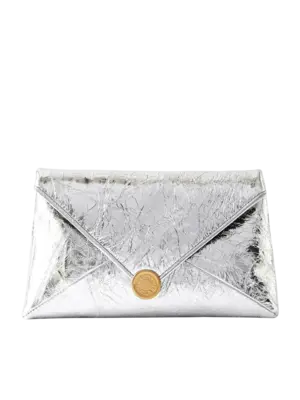 Dries Van Noten Metallic Crinkled-leather Clutch
