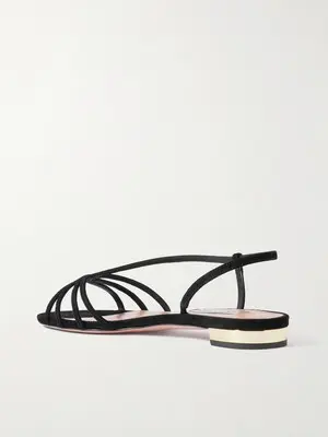 AQUAZZURA Talk To Me Suede Slingback Sandals - Black