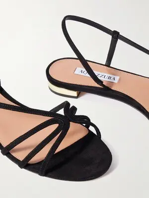 AQUAZZURA Talk To Me Suede Slingback Sandals - Black