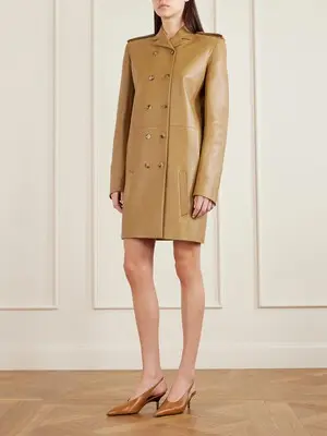 Khaite Sadra Double-breasted Leather Coat - Neutrals