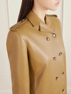 Khaite Sadra Double-breasted Leather Coat - Neutrals