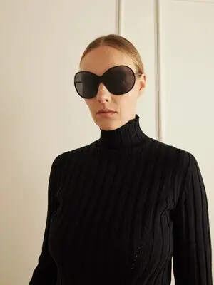 Alaïa Large Round-frame Metal Sunglasses