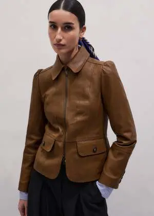 ME+EM Slim Fit Leather Utility Jacket