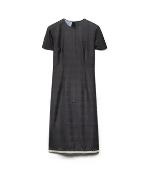 Prada Checked Wool Sheath Dress - Grey