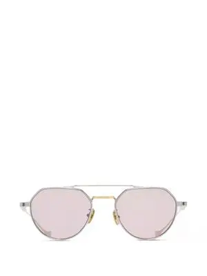CUTLER & GROSS Draycott Octagonal Frame Sunglasses - Silver