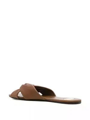 Saint Laurent Knotted Leather Sandals - Brown