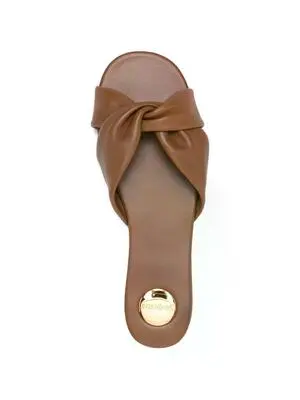 Saint Laurent Knotted Leather Sandals - Brown