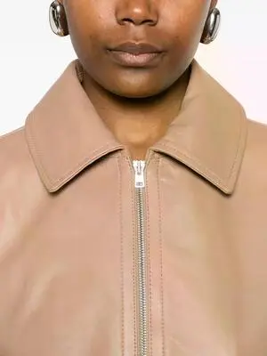 YVES SALOMON Zip-up Lambskin Jacket - Neutrals