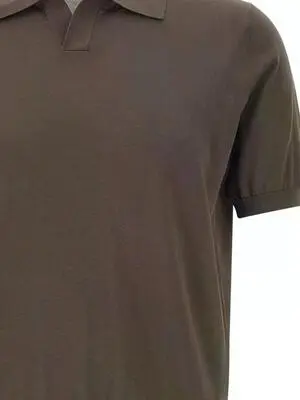 KANGRA Ribbed Short-sleeve Polo-collar T-shirt