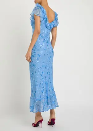 Rixo Meadow Devoré Silk-blend Maxi Dress