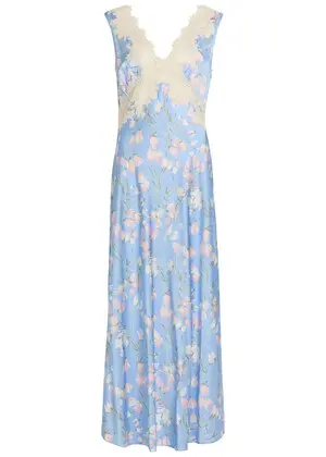 Rixo Lysandra Floral-print Satin Midi Dress