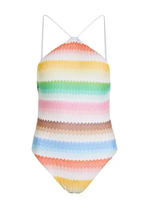 Missoni Zigzag Metallic-Knit Swimsuit Multicoloured