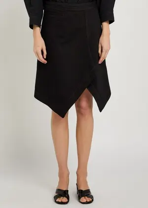 LEMAIRE Asymmetrical Denim Mini Skirt - Black